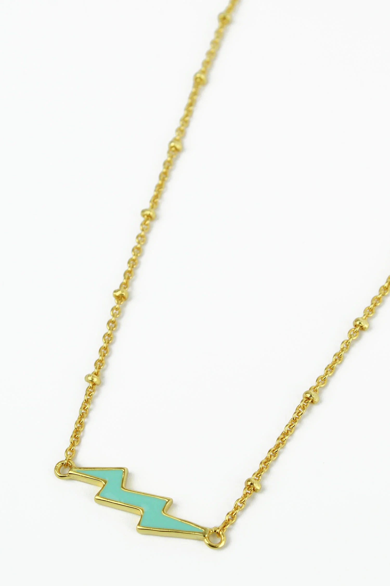 My Doris - Mint Green Enamel Lightning Chain Necklace – Thunder Egg